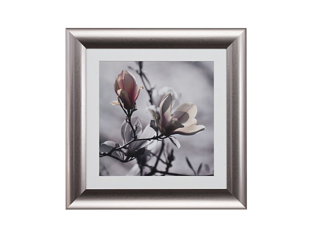 Kwadratowy obraz Kwiaty srebrna rama 56x56 , Obrazy, zegary, Obrazy ...